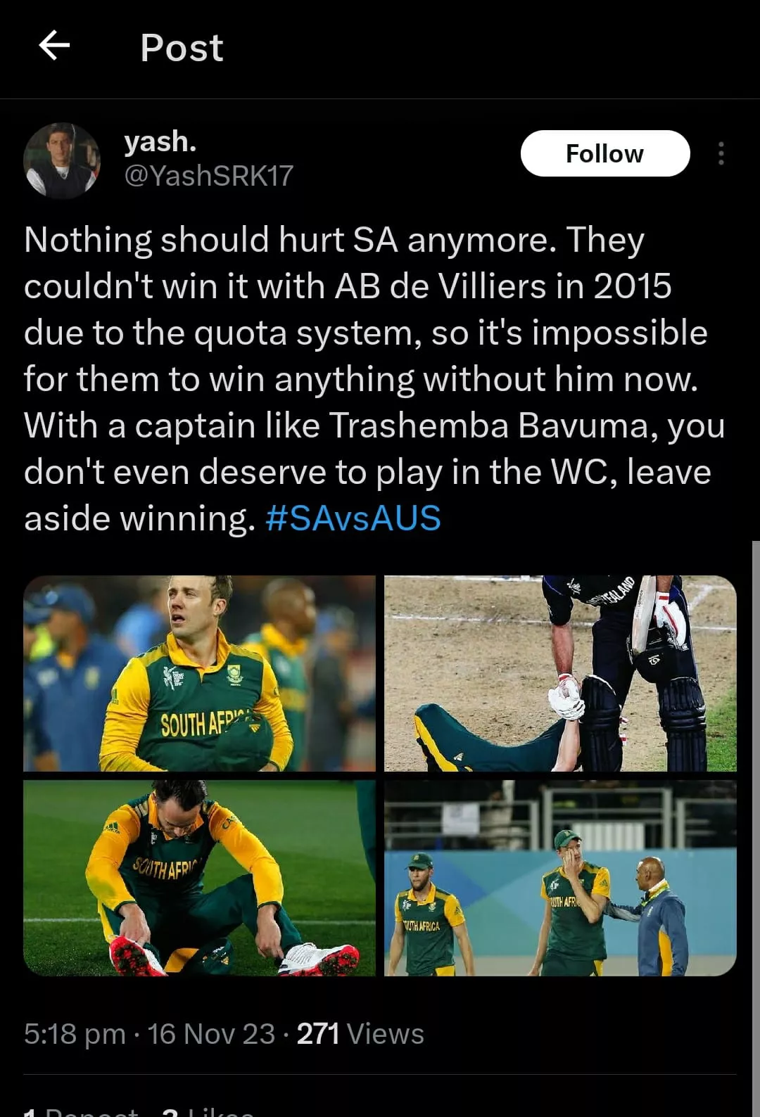 AUS vs SA Semi-Final: 'Quota Player' Temba Bavuma Trolled With Memes ...